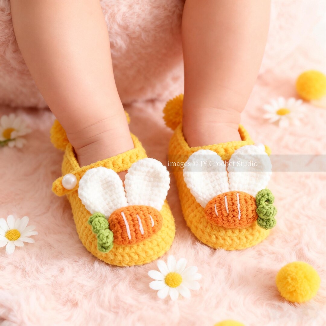 Handmade Crochet Baby Booties: Bunny Ear Shoes, Shower Gift - Etsy