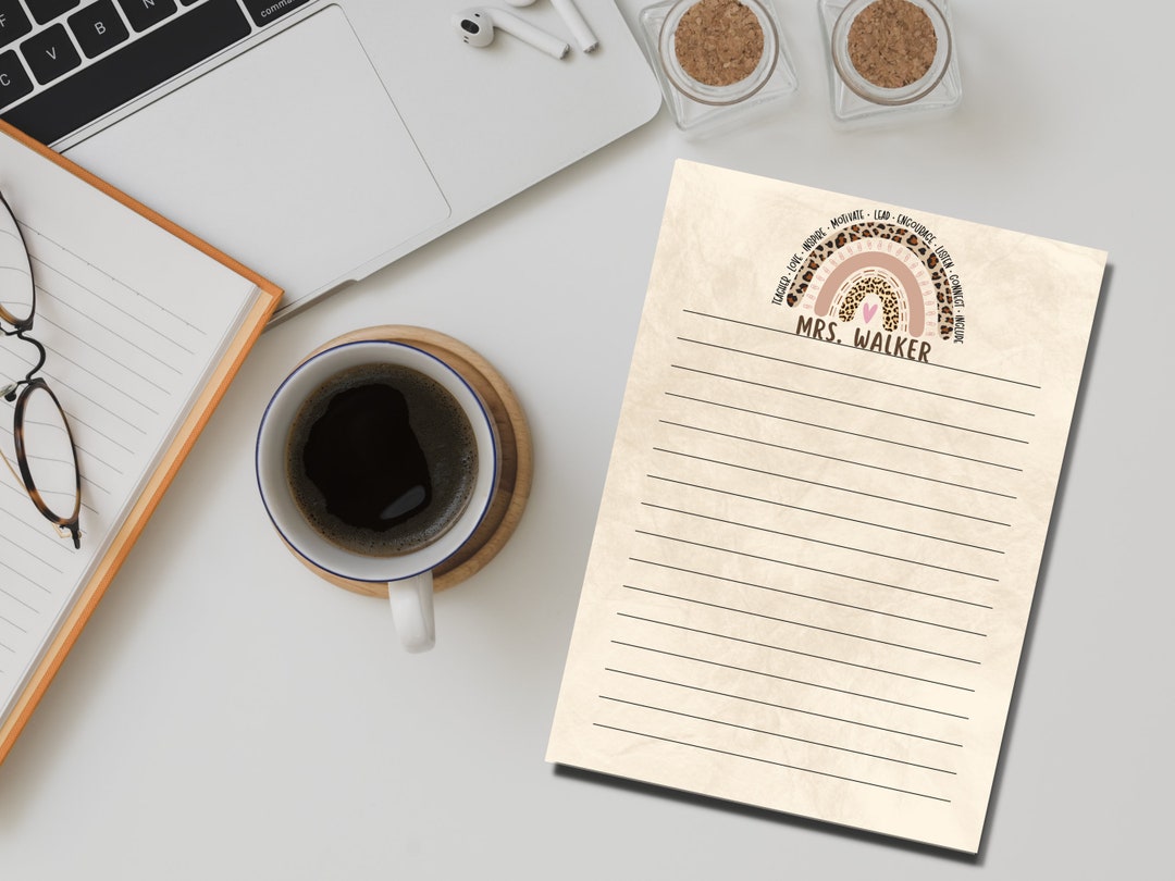 Custom Personalized Teacher Notepad, Rustic Rainbow - Etsy