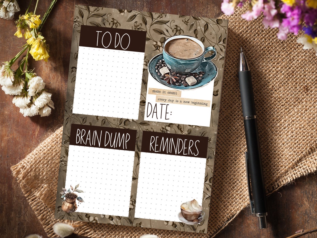 To-do List: Coffee, Daily Planner Notepad Daily to Do List, Daily ...
