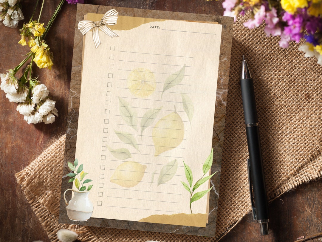 Daily Check List: Lemons, Checklist Notepad, Daily to Do List, Daily ...