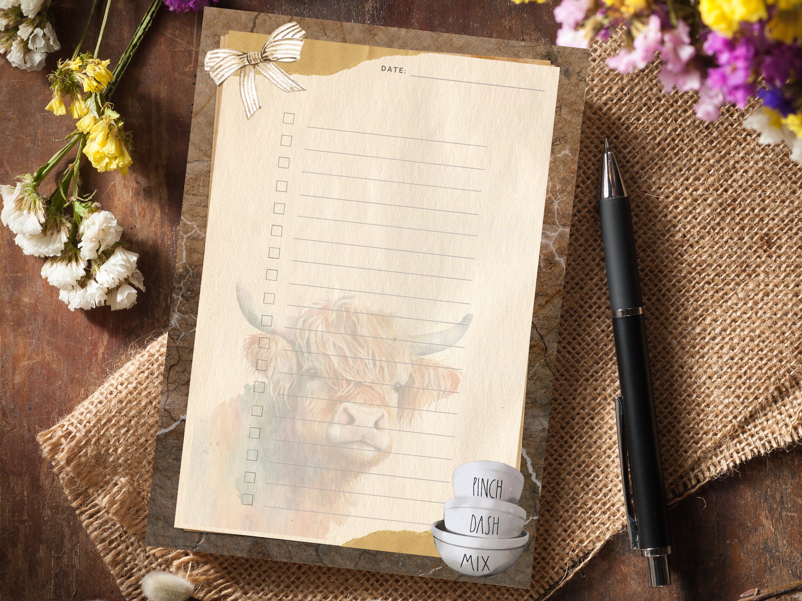 Daily Check List: Highland Cow, Checklist Notepad, Daily to Do List ...