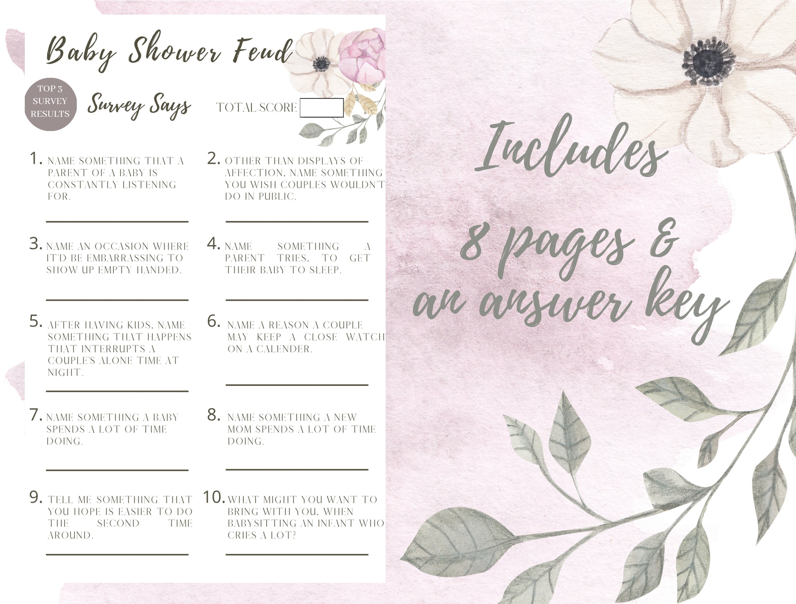 Vintage Pink Rose Baby Shower Games Bundle - Etsy