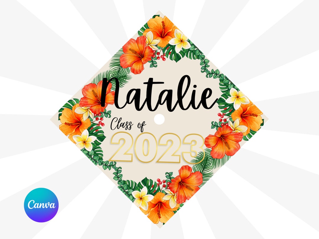 Aloha Custom Graduation Cap Topper, Easy to Personalize Using Canva - Etsy