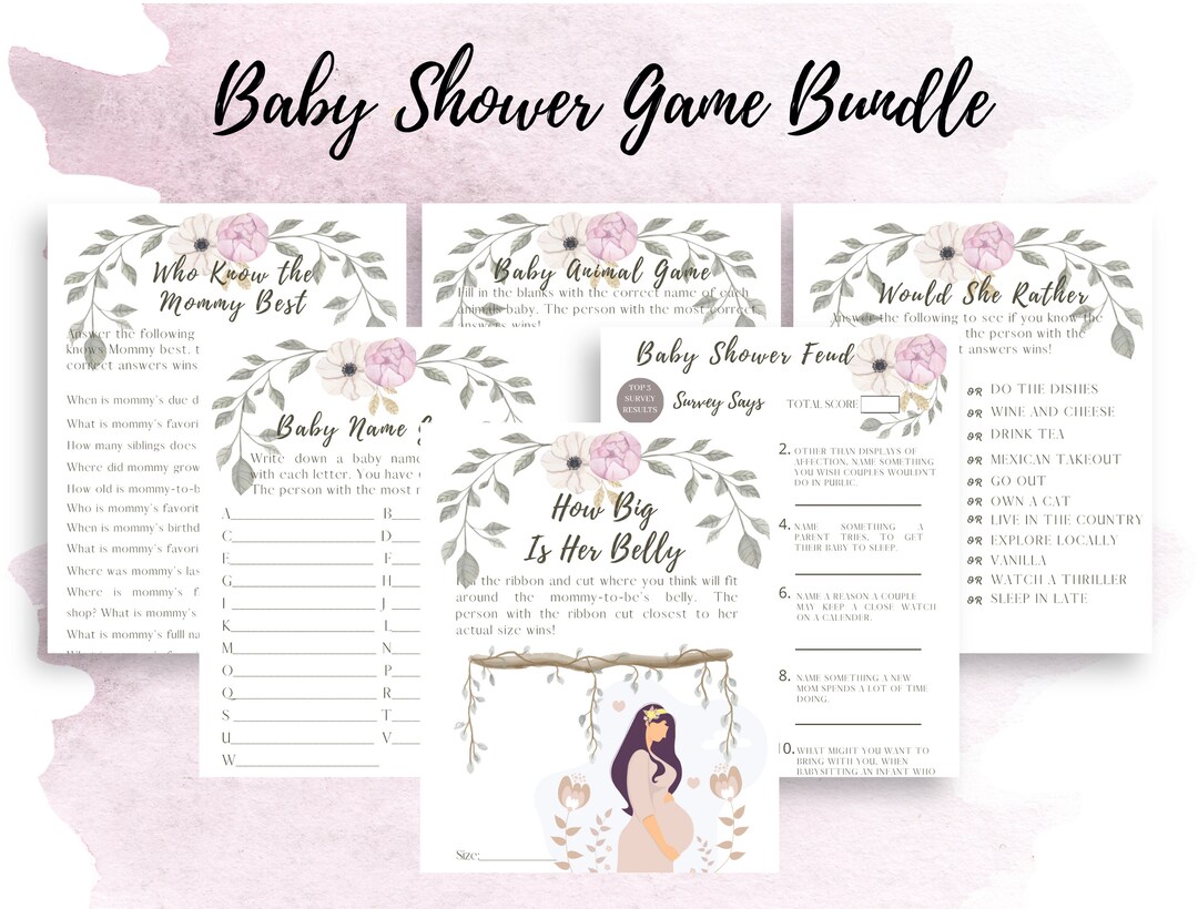 Vintage Pink Rose Baby Shower Games Bundle - Etsy