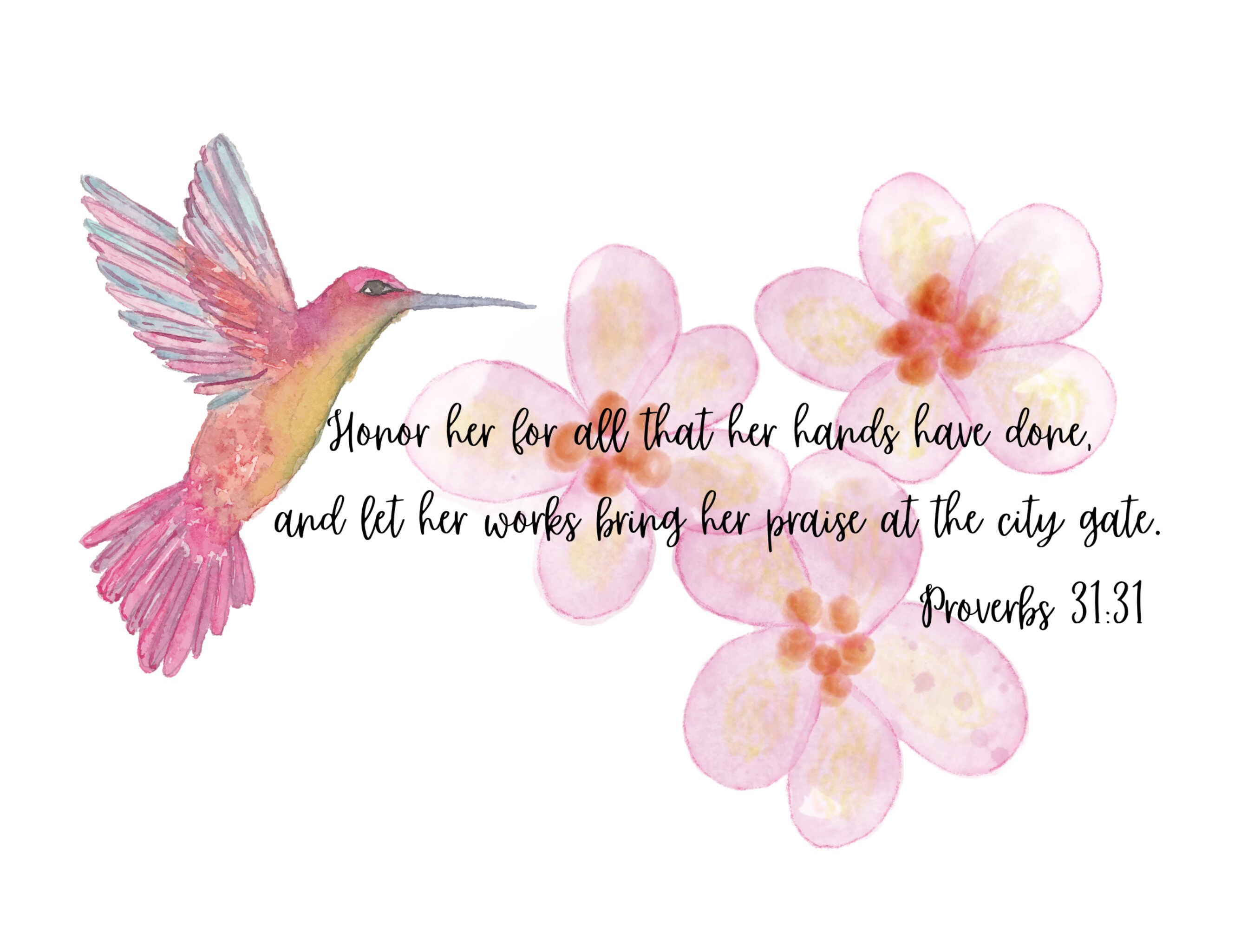 Hummingbird Card With Proverbs 31:31, Mother's Day, Birthday, - Etsy