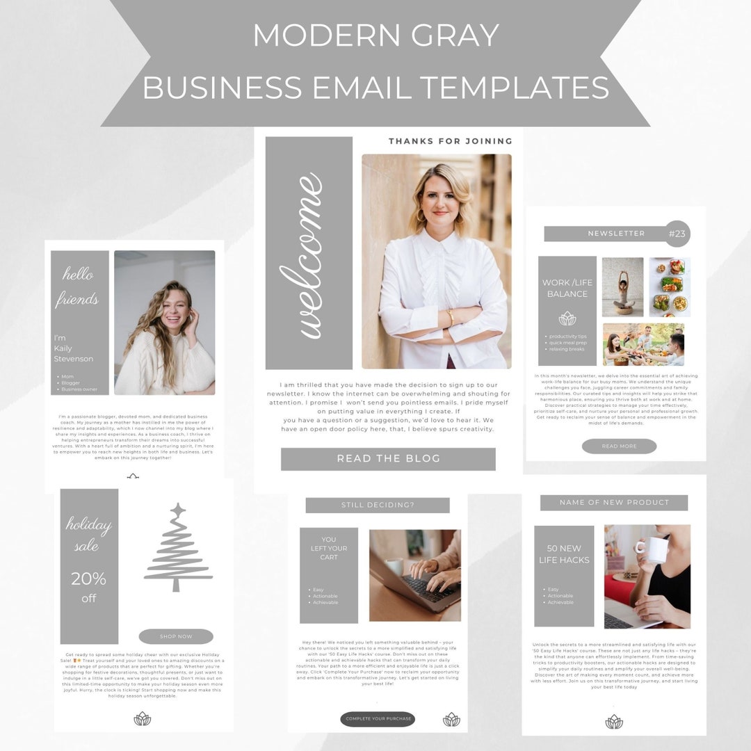 Modern Gray Business Email Canva Templates Welcome Page About Me ...