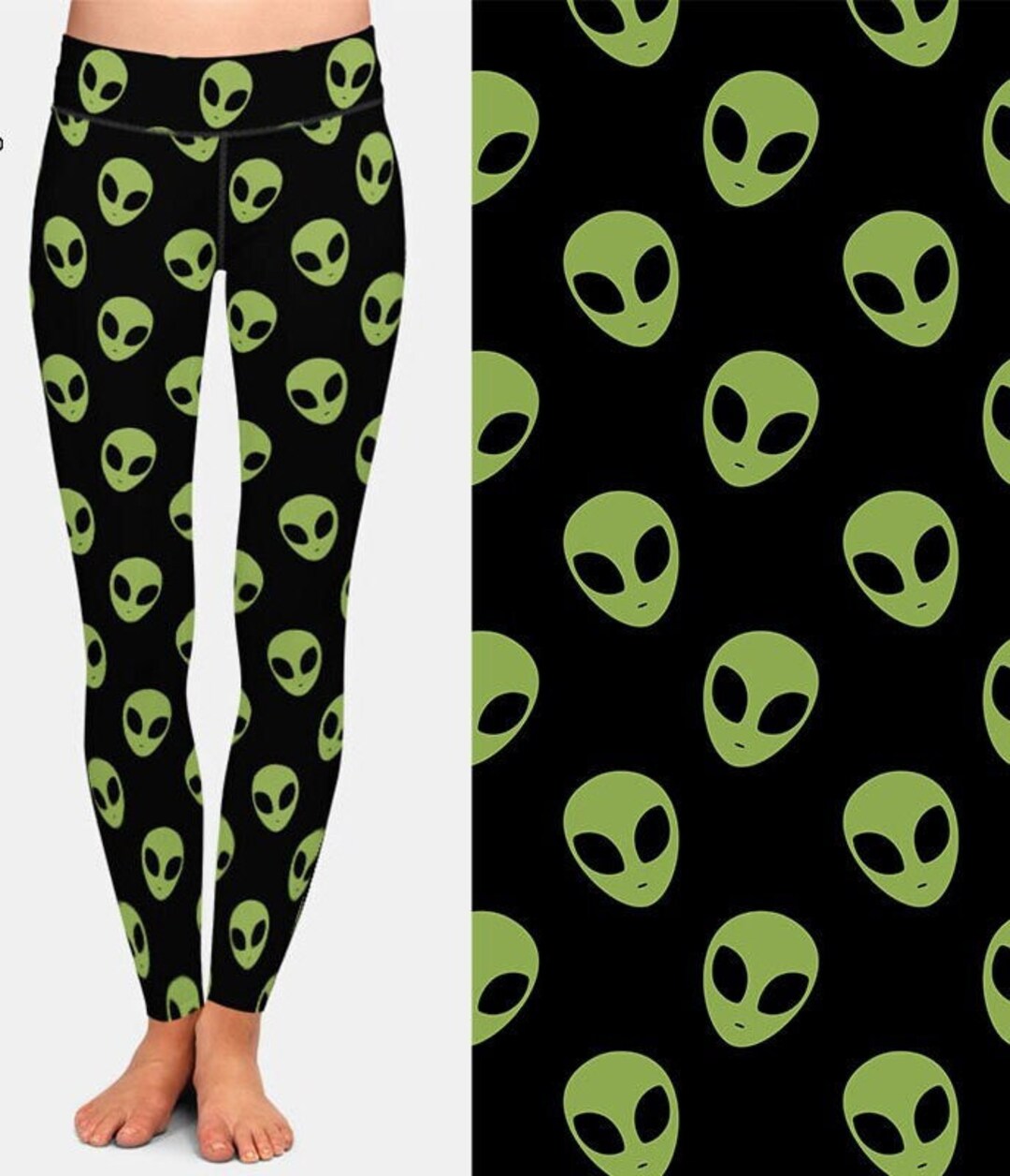 Aliens Printed Buttery Soft, Recycled Material Leggings, Super Stretchy ...