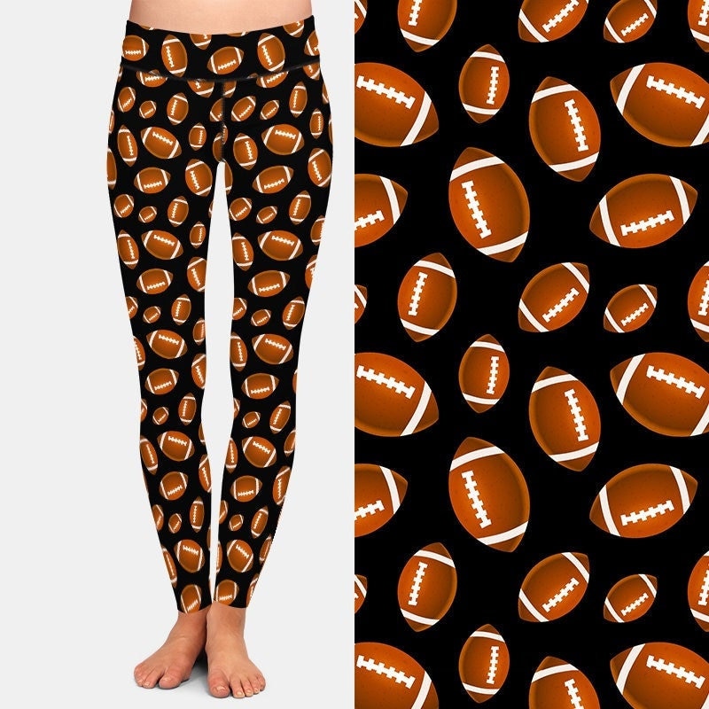 Football Printed Leggings, Buttery Soft Fabric, Stretchy & Comfortable ...