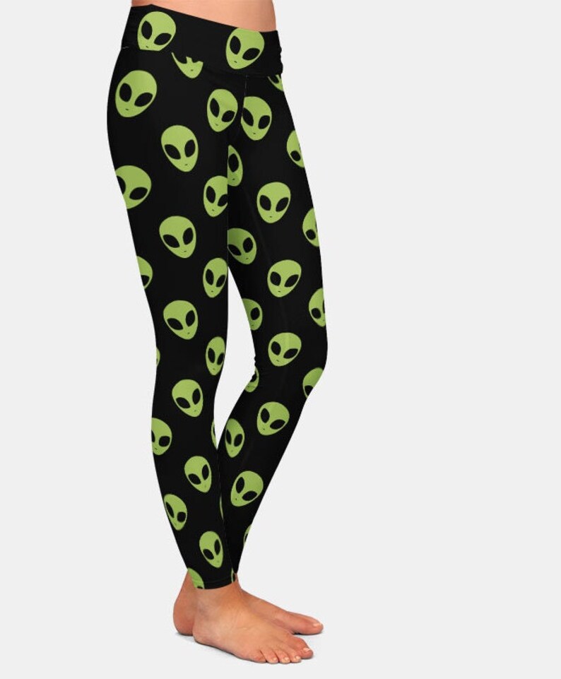 Aliens Printed Buttery Soft, Recycled Material Leggings, Super Stretchy ...