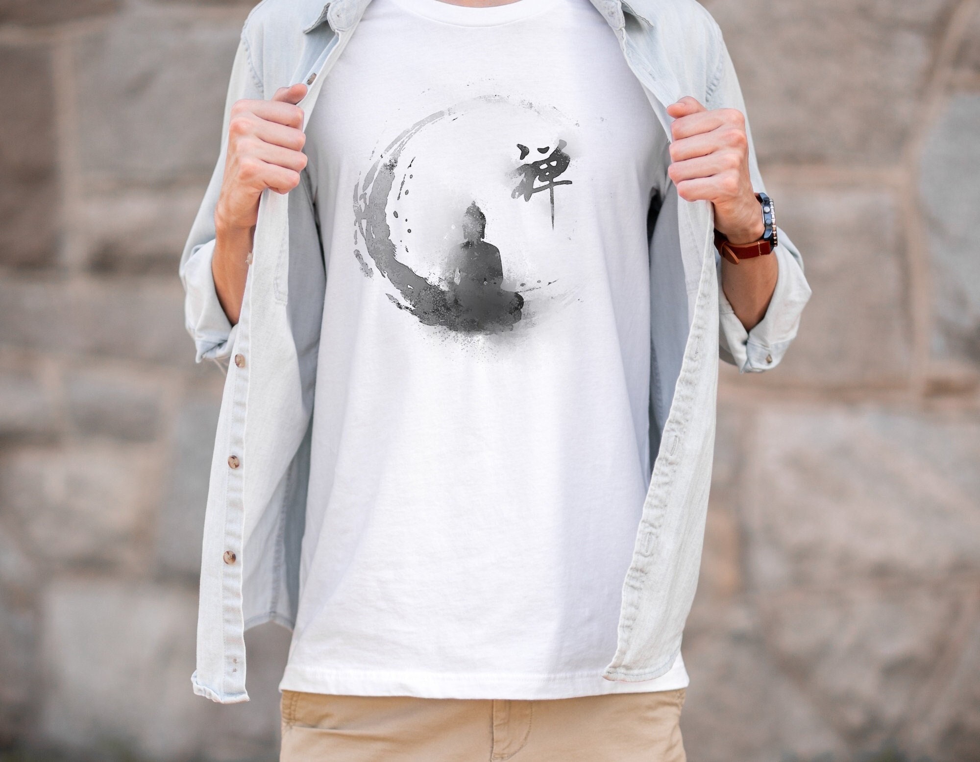 Zen Buddha Painting Tshirt, Meditating Buddha Ink Shirt, Meditation ...