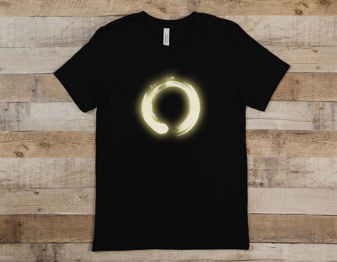 Glowing Enso Symbol Tshirt, Golden Zen Brush Circle Tshirt, Buddhist ...