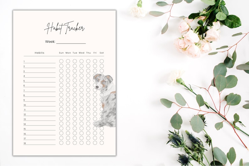Habit Tracker Printable Digital Download - Australian Sheppard Habit ...