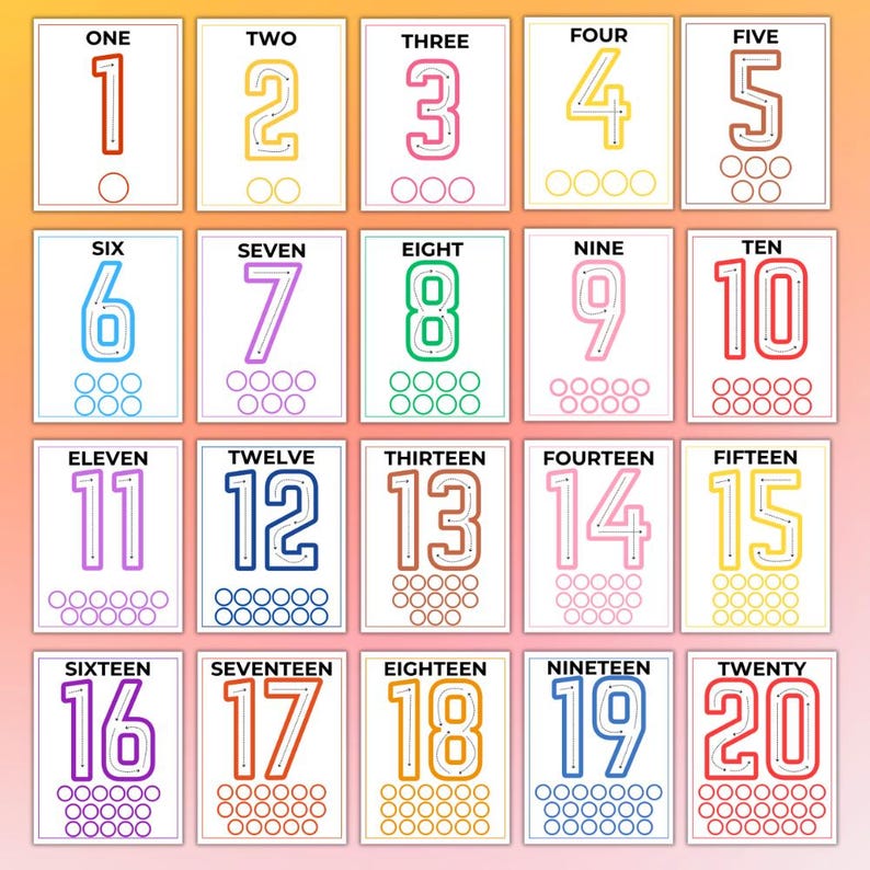 Numbers Play Dough Mats Printable, Counting Numbers, Counting Mats for ...