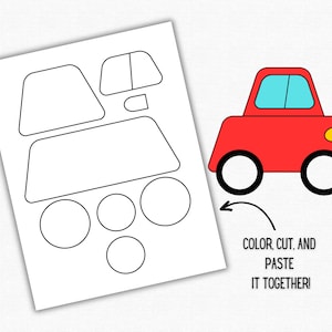 Build a Car Cut & Paste Kid Craft, Car Printable Template, Car Coloring ...