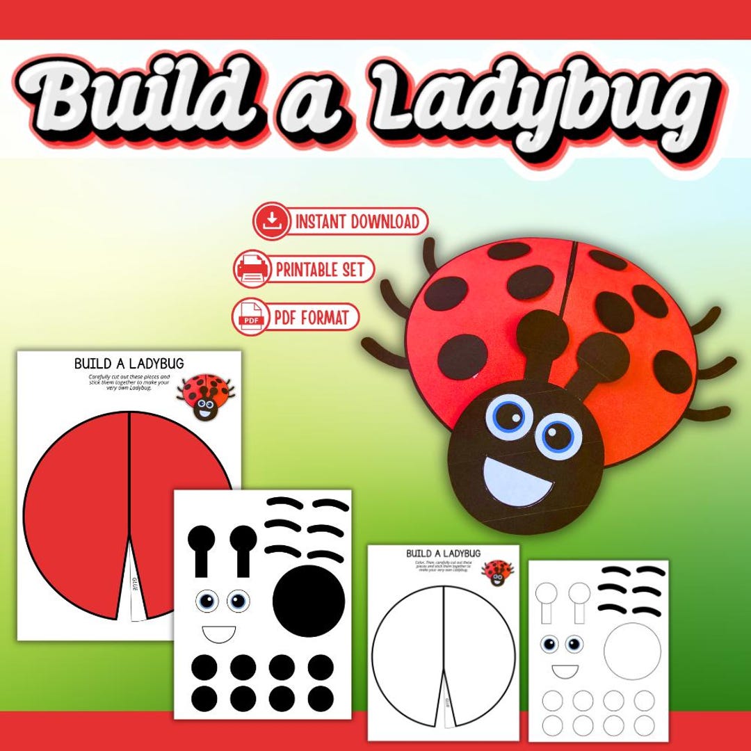 Build a Ladybug Craft Printable, Cut & Paste Bug Activity for Preschool ...