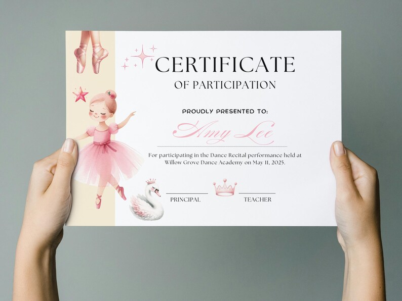 Dance Awards Certificate Template, Editable Canva Dance Certificate ...