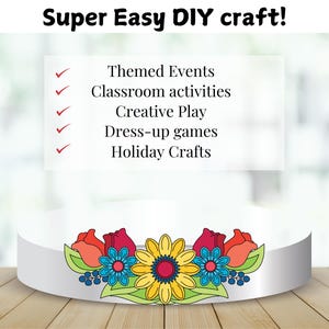 Flower Paper Crown Template, Printable Paper Crown, Fairy Craft ...