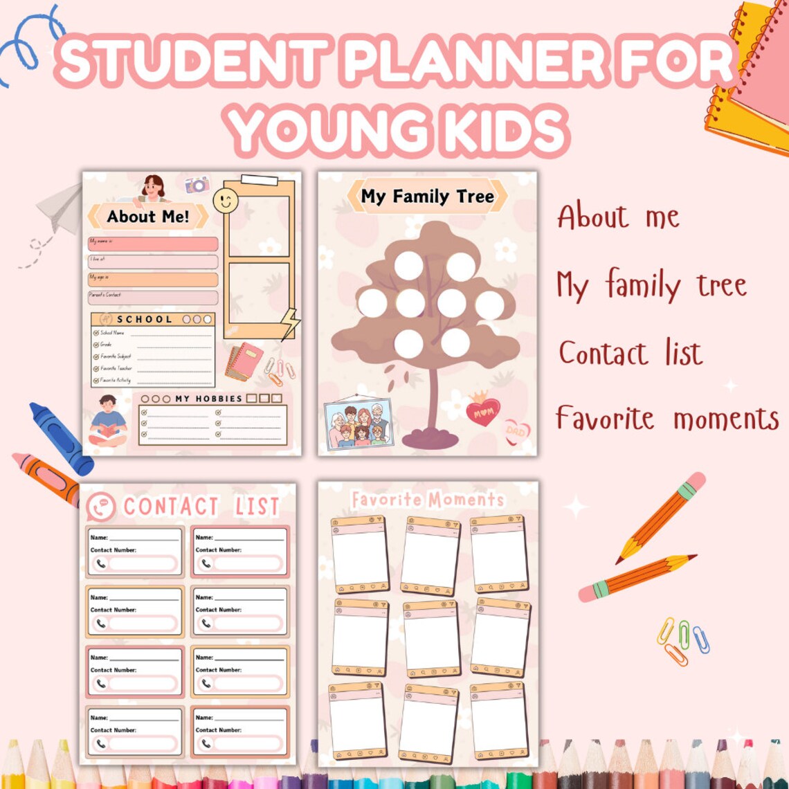 Student Planner for Young Kids, Student Notebook Binder, Reading List ...