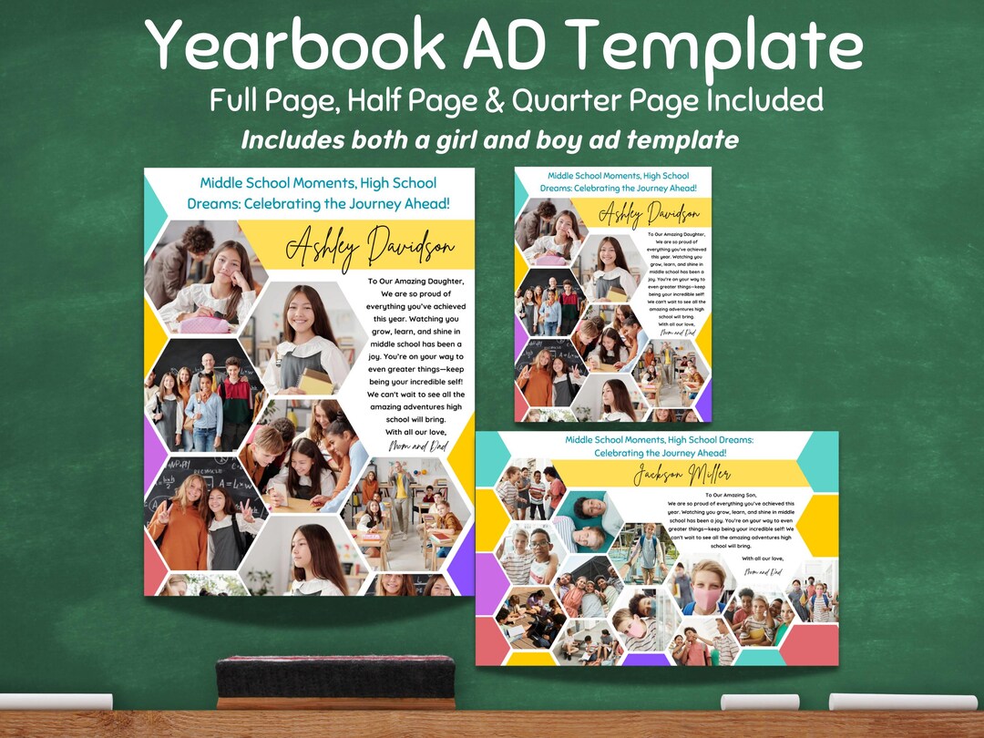 Middle School Yearbook Ad Template, Middle School Graduation Full Page ...