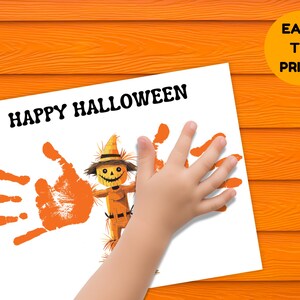 Scarecrow Handprint Art Craft, Printable Halloween Craft, Baby First ...