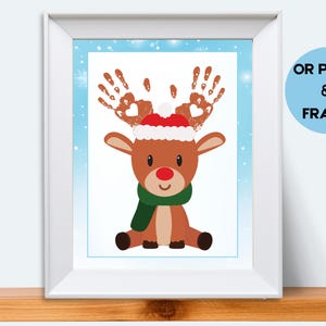 Reindeer Handprint Craft Template, Winter Handprint Art, Christmas ...