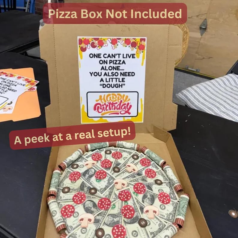 Printable Money Pizza Sign Bundle, Birthday Money Gift Idea, Birthday ...