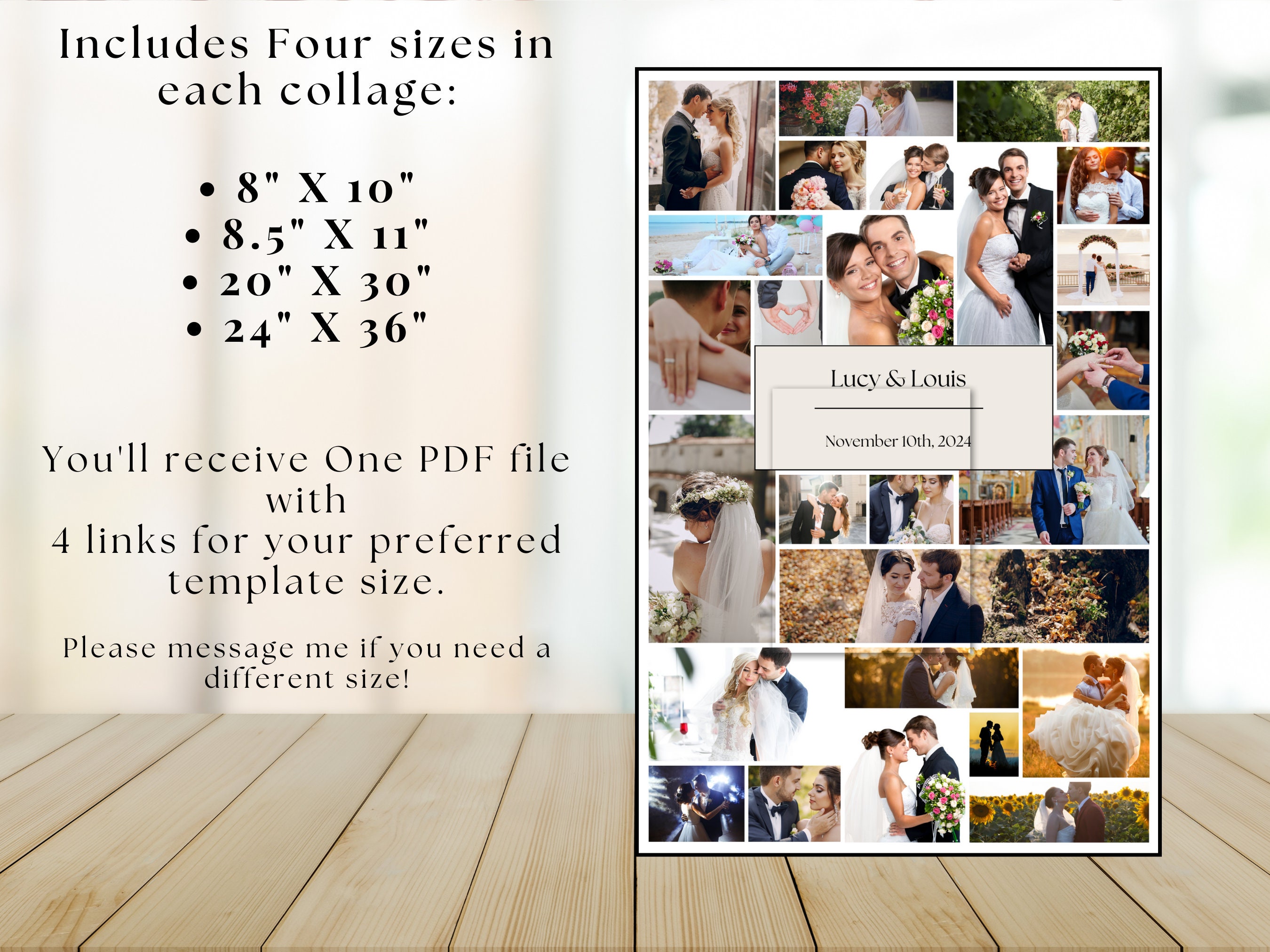 Wedding Photo Collage Canva Templates, Editable Wedding Collage ...