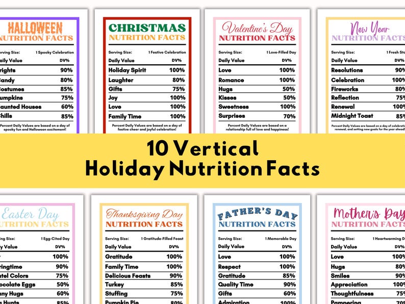 Editable Holiday Nutrition Fact Labels, Christmas Treat Bag Templates ...