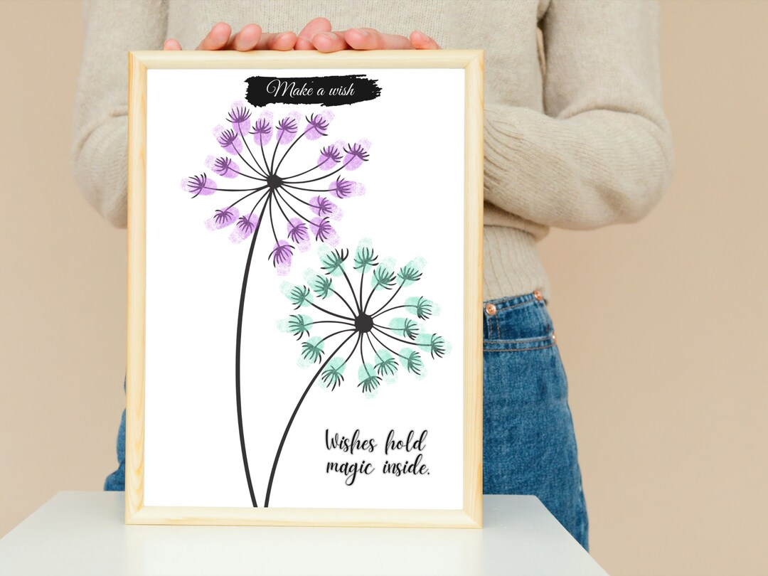 Fingerprint Dandelion Art Craft, Wishes Handprint Craft, Keepsake DIY ...