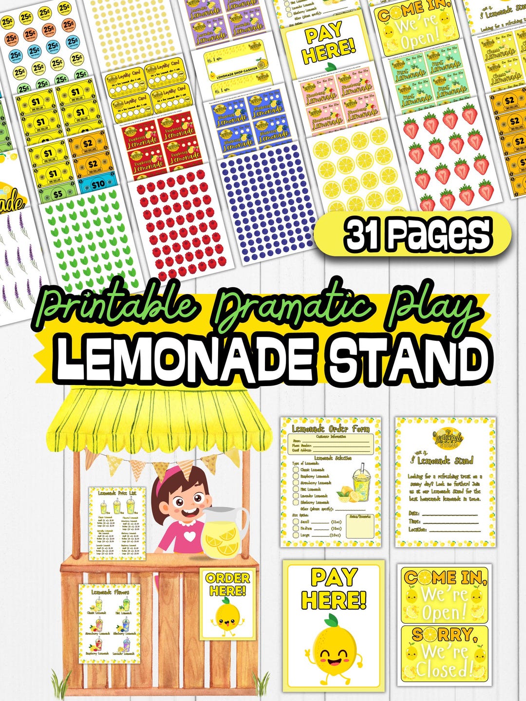 Lemonade Stand Shop Pretend Play Printable, Dramatic Play Classroom ...