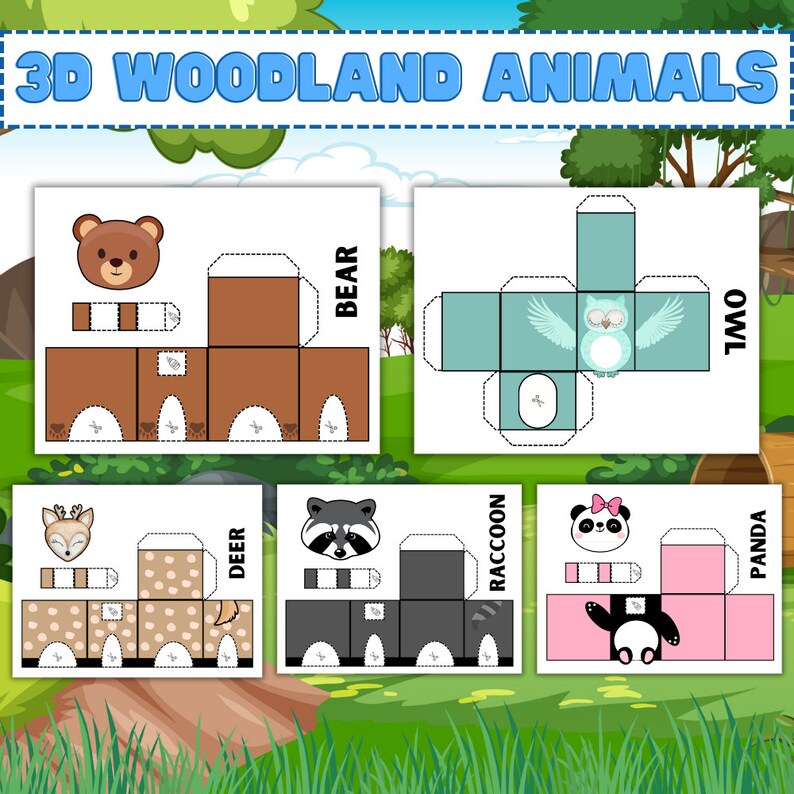 3d Woodland Animal Crafts, Woodland Animal Paper Craft Printable ...
