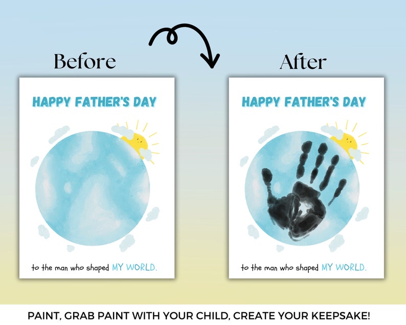 Father's Day Handprint Art Craft, Memory Art Keepsake for Dad, Best Dad ...