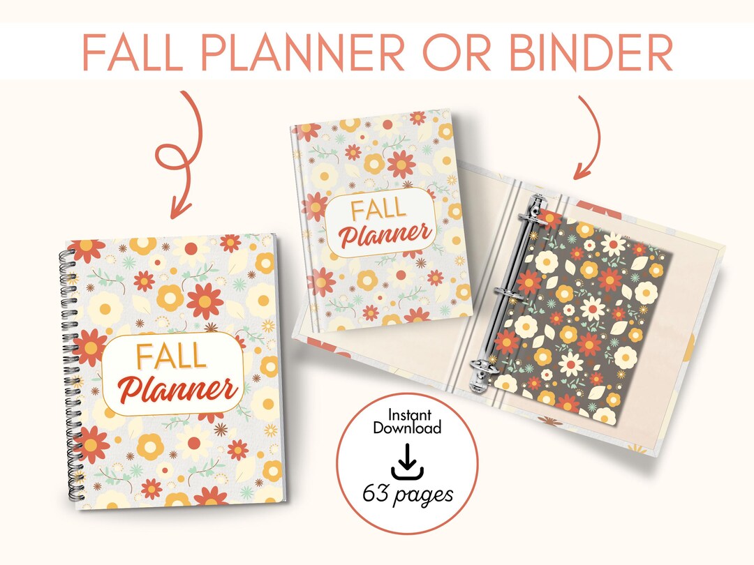 Printable Fall Planner, Fall Binder, Fall Organizer, Fall Daily Planner ...
