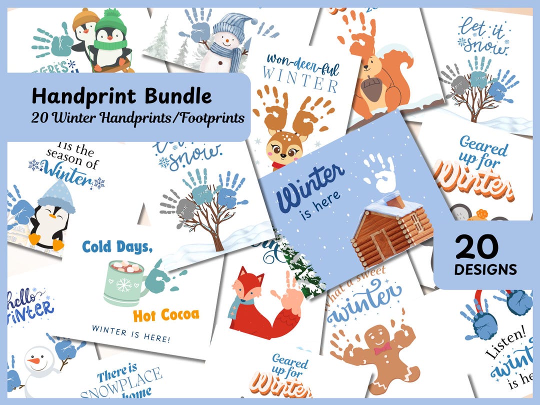 Christmas Handprint Art Bundle, Winter Handprint Craft, Christmas ...