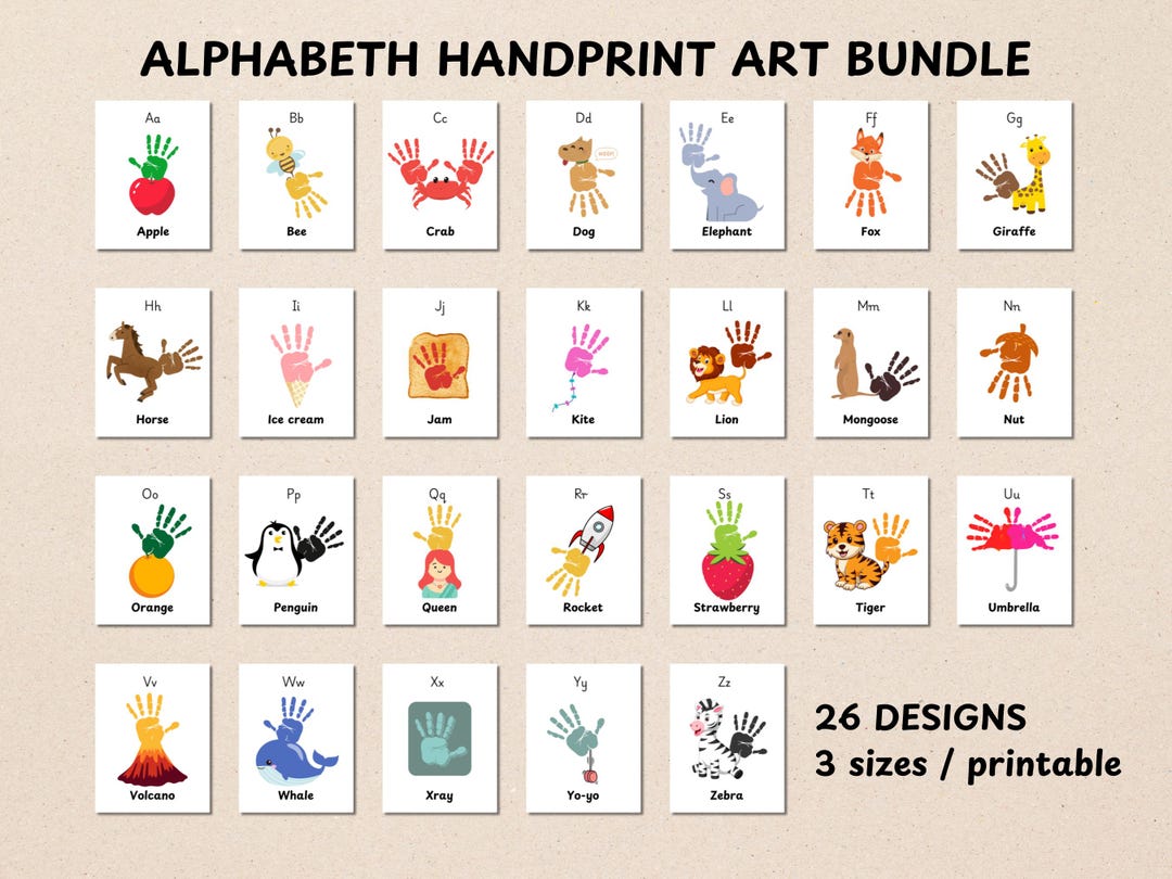 Alphabet Handprint Art Bundle, A-Z Alphabet Handprint Footprint Craft ...