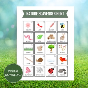 Printable Nature Scavenger Hunt Game, Backyard Treasure Hunt, Nature ...