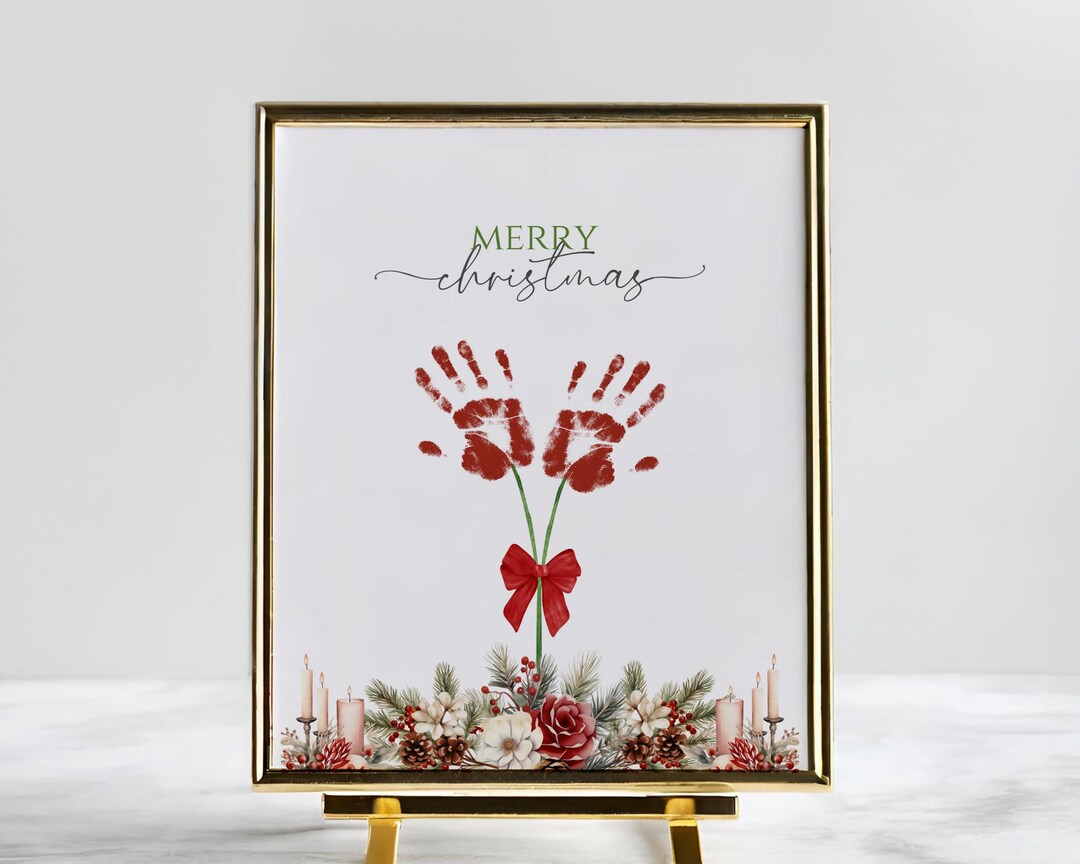 Merry Christmas Handprint Art, Christmas Handprint Craft Christmas Gift ...