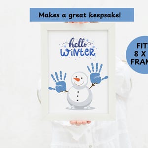 Snowman Handprint Craft Template, Winter Handprint Art Craft, Hello ...