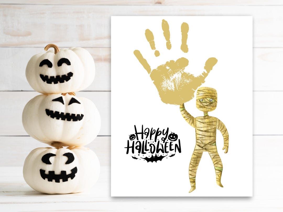 Halloween Handprint Art Craft, Printable Halloween Craft, Baby First ...