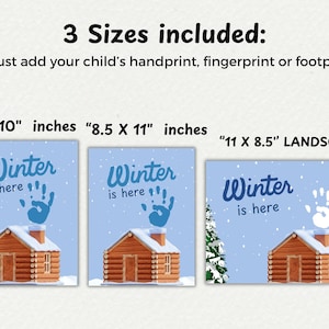 Winter Handprint Craft Template, Snowy Cabin Handprint Art, Printable ...