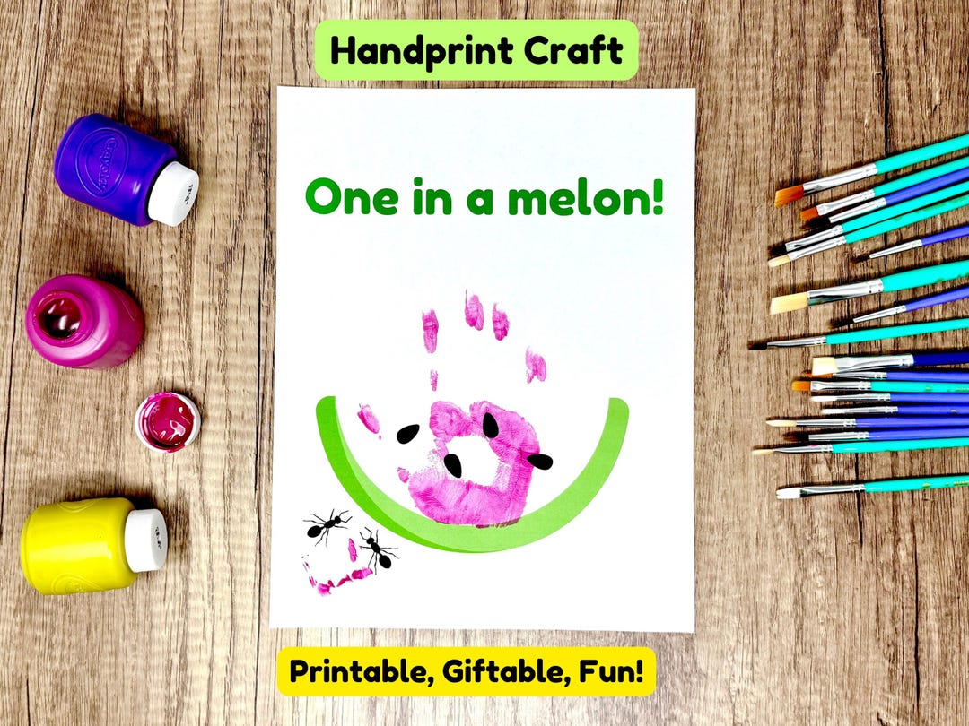 Watermelon Handprint Art, Printable Summer Handprint Craft, Toddlers ...