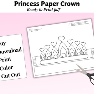 Princess Paper Crown, Princess Coloring Craft, Printable Kids Craft ...