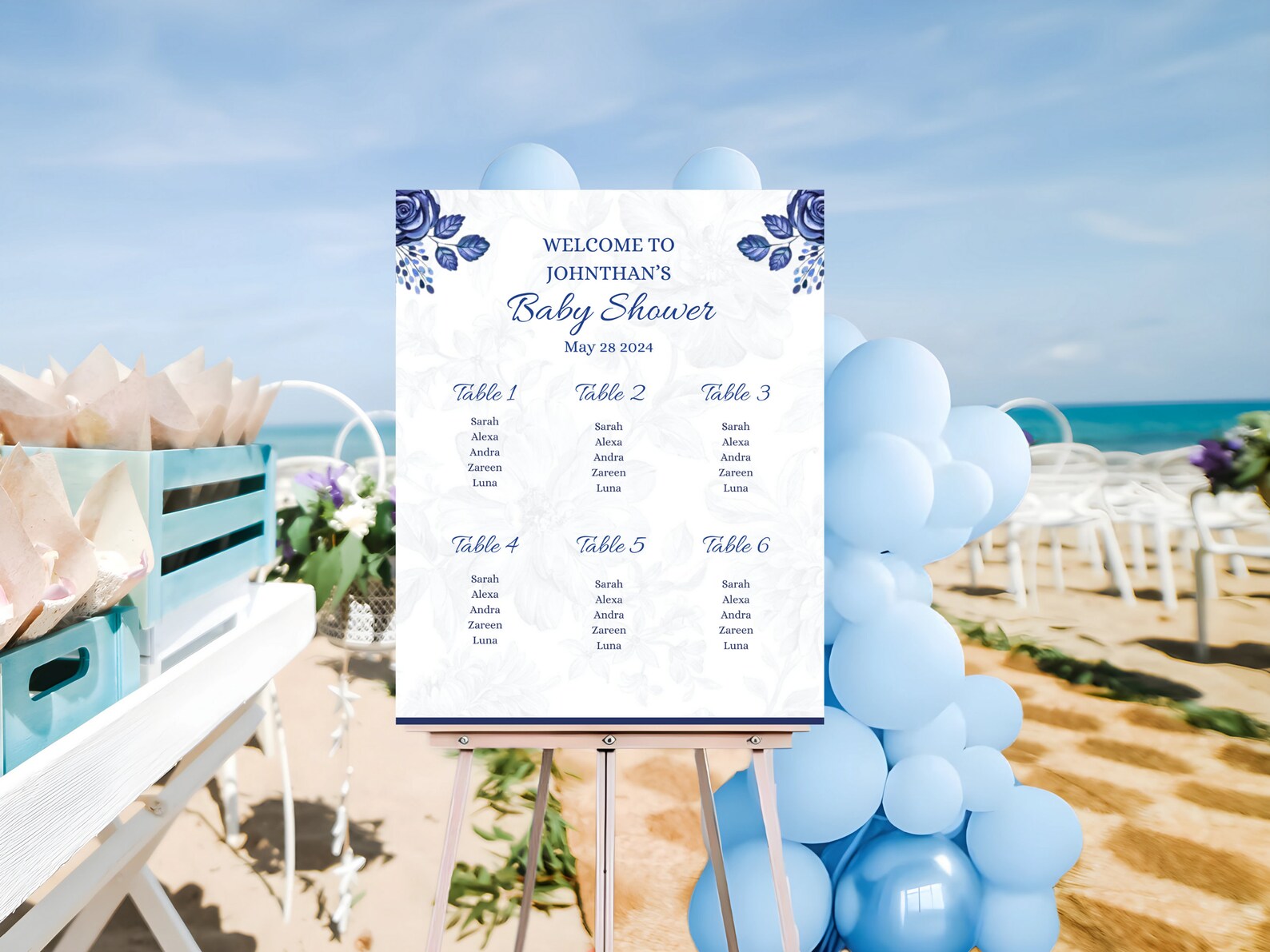 Baby Shower Seating Chart Template, Printable Floral Baby Shower ...