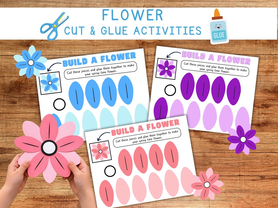 Flower Cut and Glue Activity, Fine Motor Skills (PDF Download) - Etsy