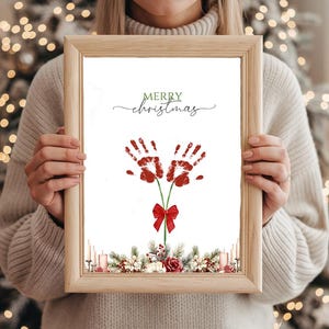 Merry Christmas Handprint Art Set, Handprint Craft Template, Printable ...