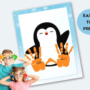 Penguin Handprint Art Craft, Printable Winter Handprint Craft Template ...