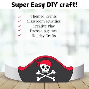 Pirate Hat Paper Crown Template, Printable Paper Crown, Pirate Party ...