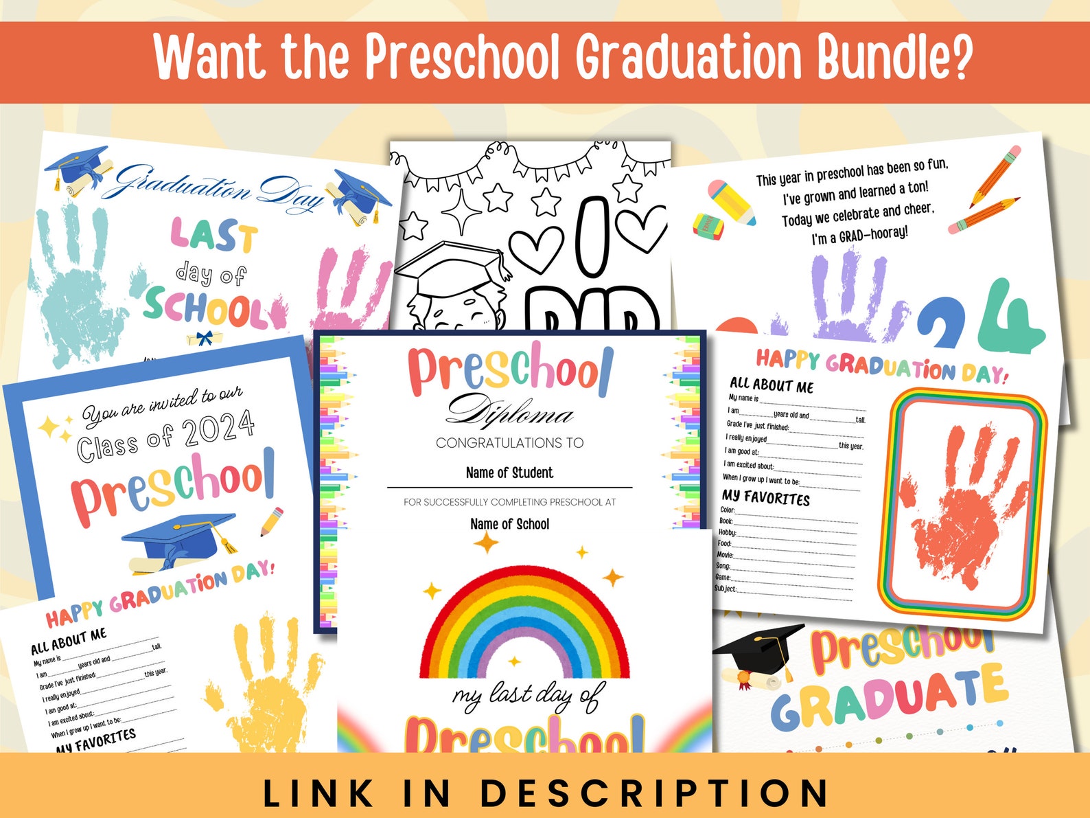 Last Day of School Handprint Art Crafts, Kindergarten Preschool ...