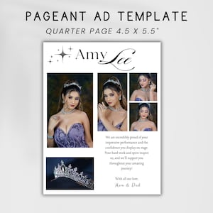 Pageant Ad Template, Editable Pageant Tribute Ad, Full Page Half Page ...