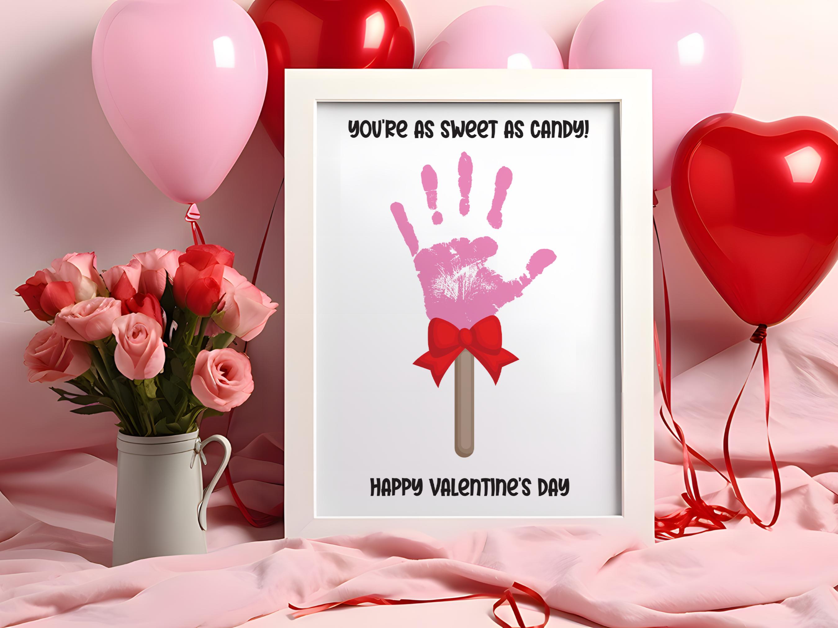 Candy Valentines Handprint Craft – Valentine’s Day Keepsake for Kids ...